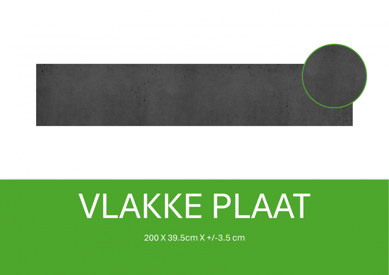 Vlakke plaat antraciet product fiche | BAJ Beton