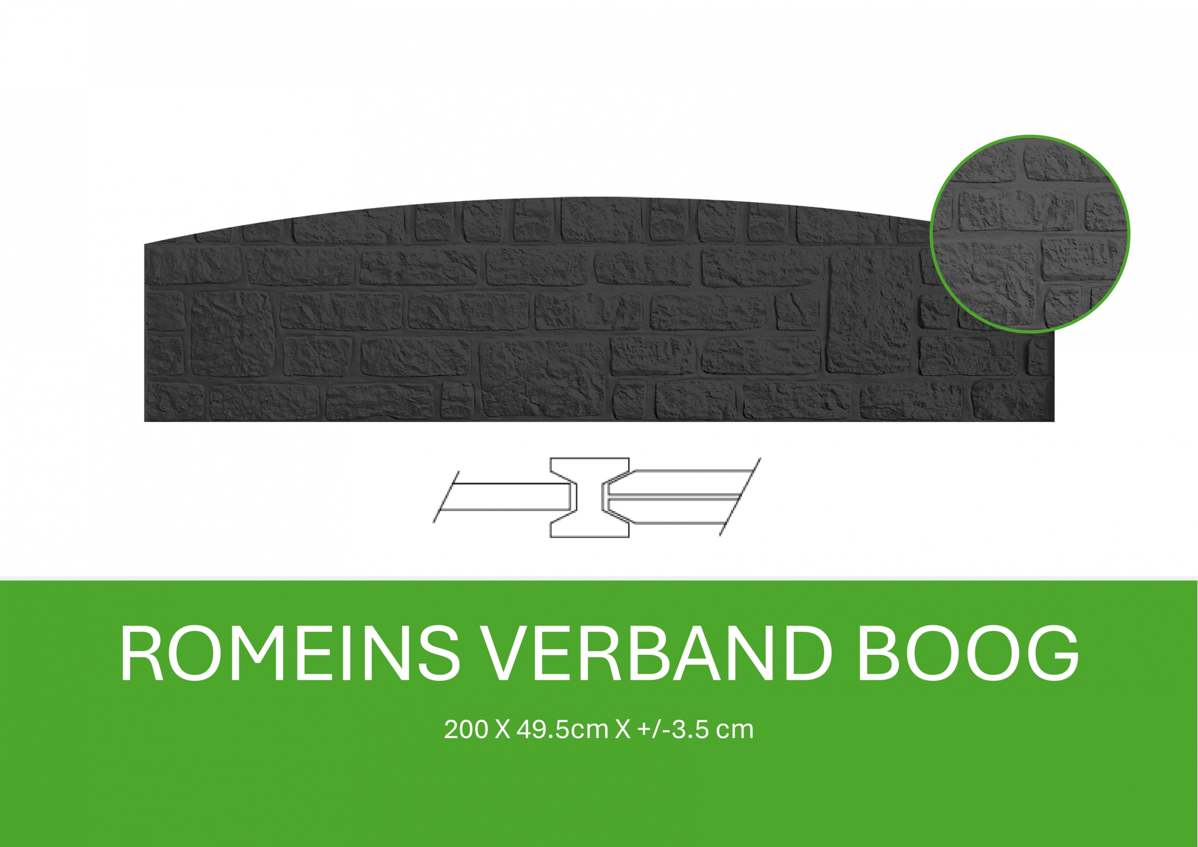 Romeins verband boog antraciet product fiche | BAJ Beton